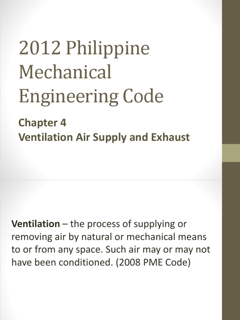 2012 Philippine Mechanical Engineering Code Chapter 4 Ventilation Requirements | PDF ...
