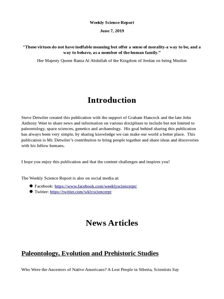 Weekly Science Report 7th June 2019 | PDF | Nasa | Moon