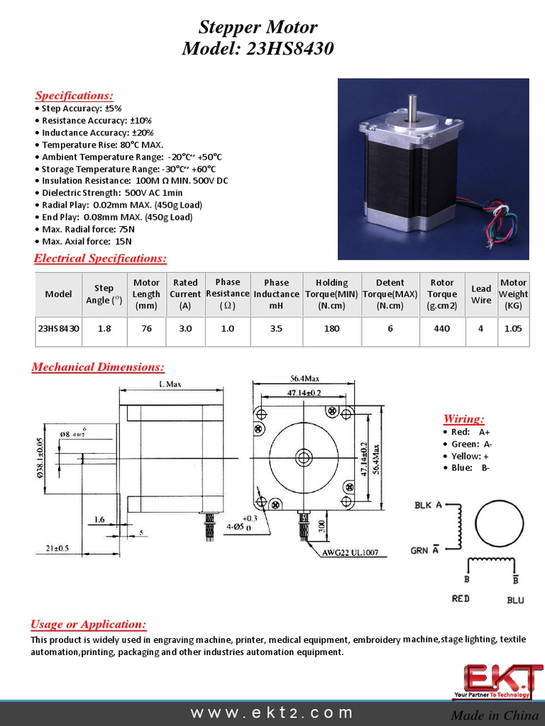 Stepper Motor Specs for Engineers | PDF