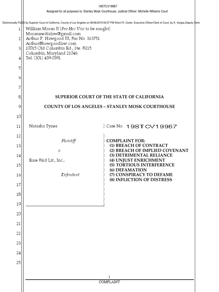 Natasha Tynes Complaint | PDF | Tortious Interference | Defamation