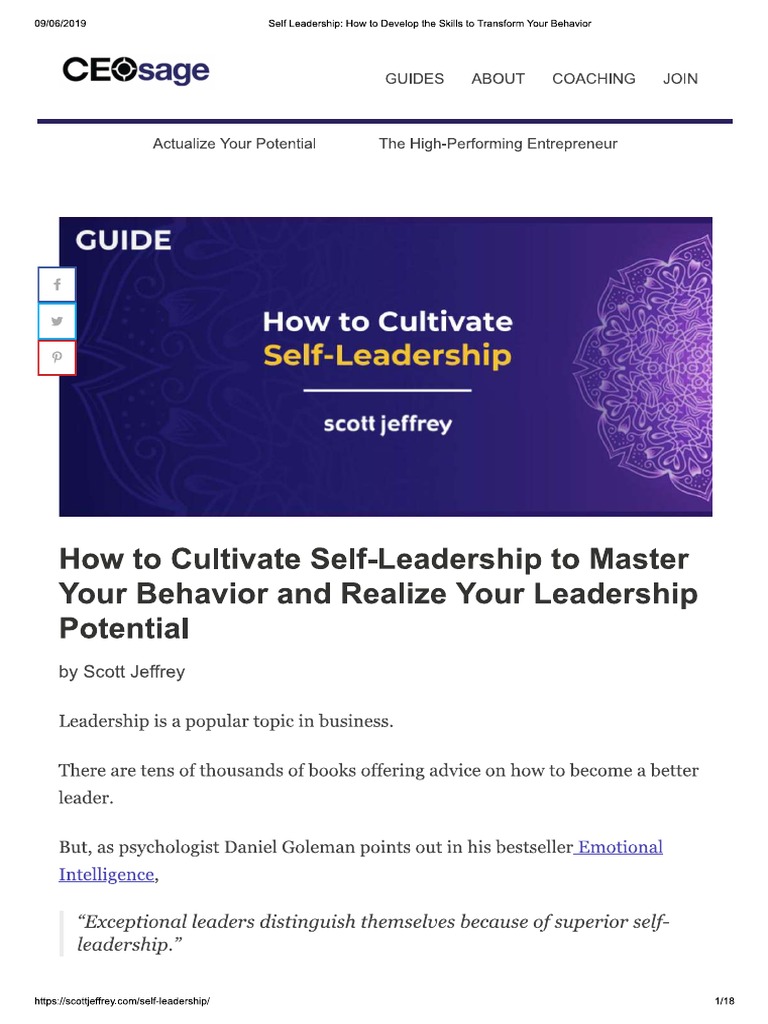 Article - How To Cultivate Self Leadership | PDF