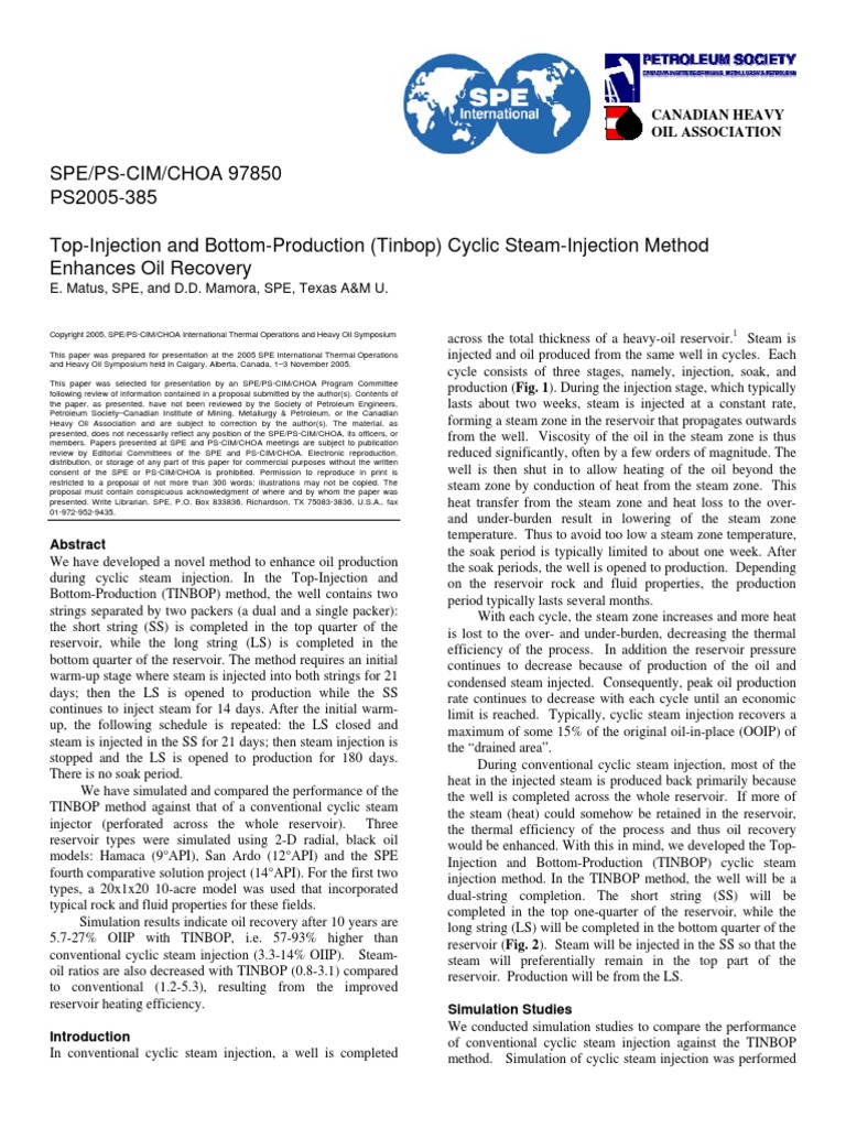 SPE/PS-CIM/CHOA 97850 PS2005-385 Top-Injection and Bottom-Production ...