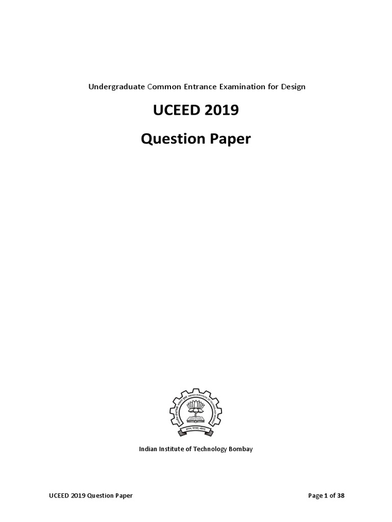 UCEED 2019 Exam Question Paper | PDF | Multiple Choice | Geometry