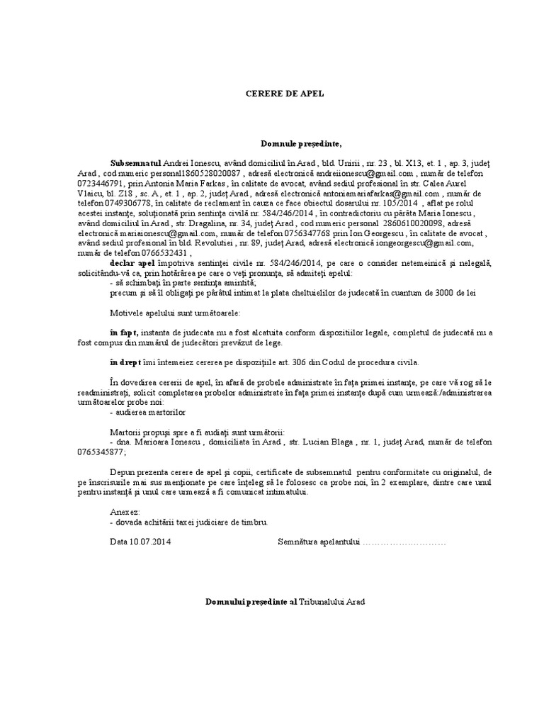 13 Cerere de Apel | PDF