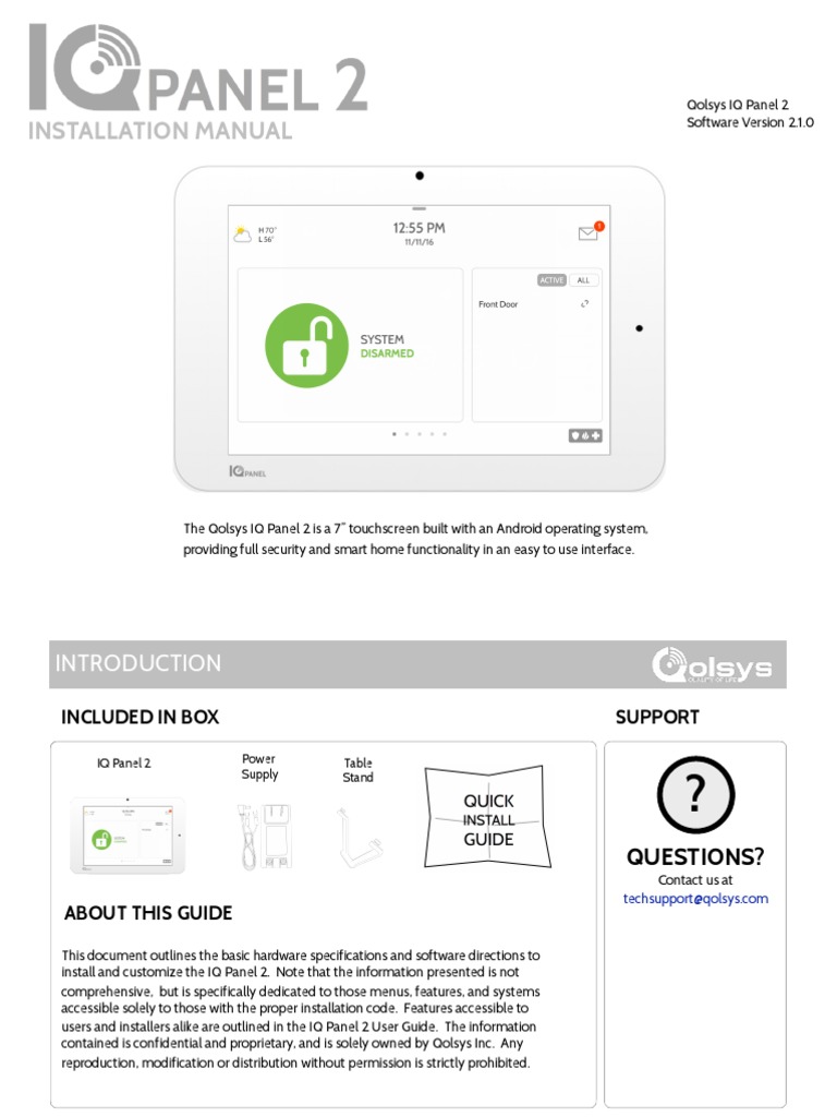 IQ Panel Installation Manual 2.1.0 Final | PDF | Wi Fi | Bluetooth