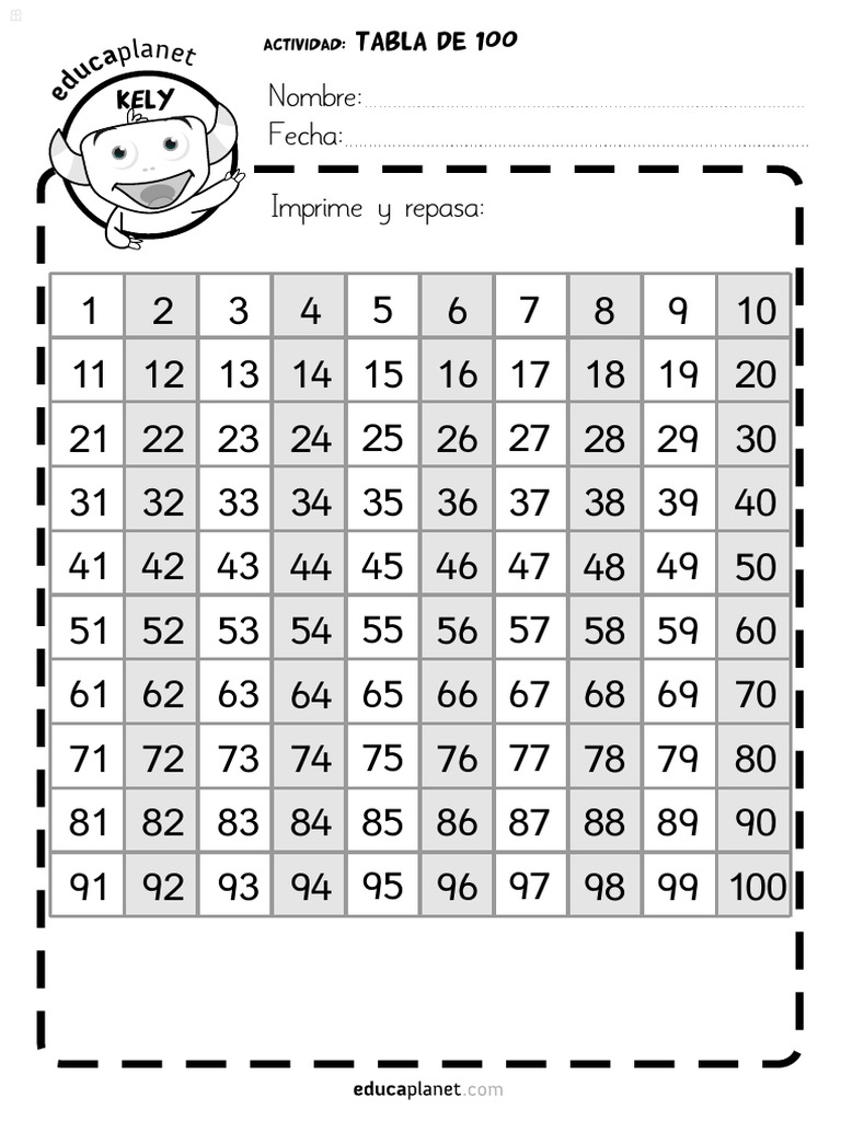 Ejercicios con la Tabla del 100 | PDF | Violencia