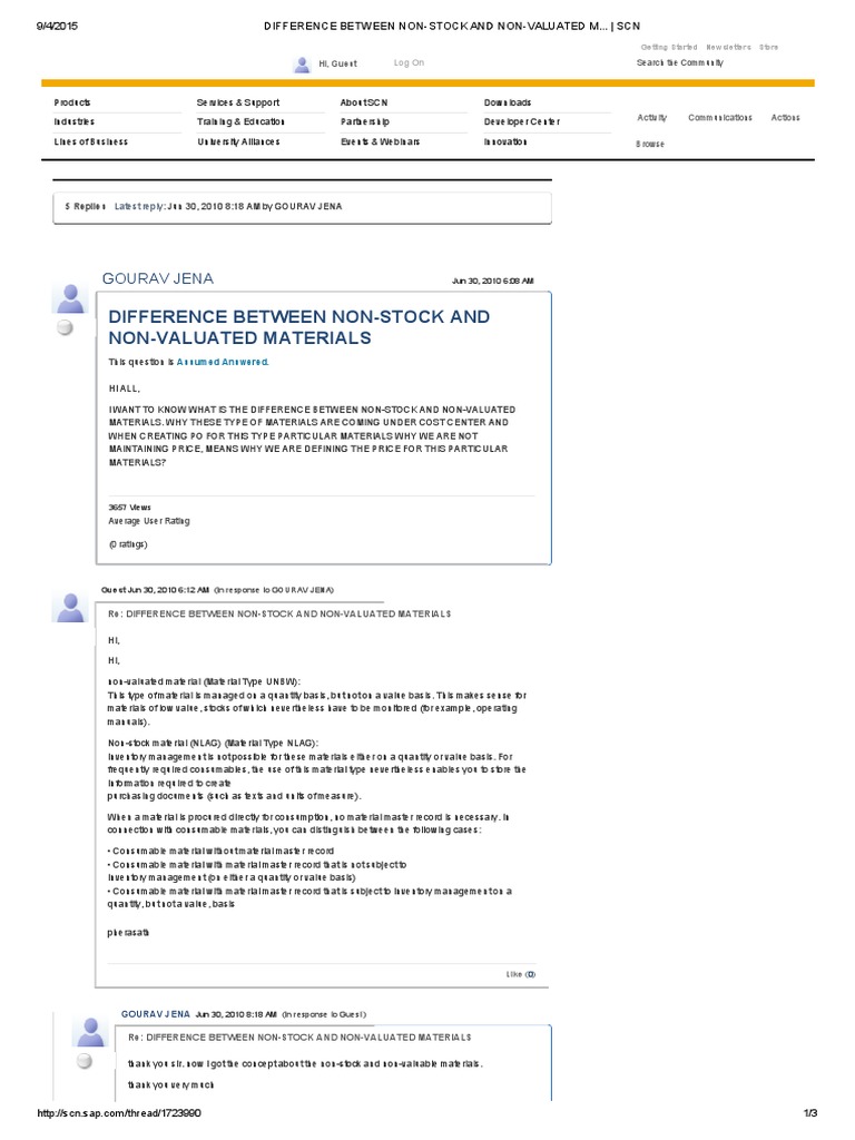 Difference Between Non-Stock and Non-Valuated Materials | PDF ...