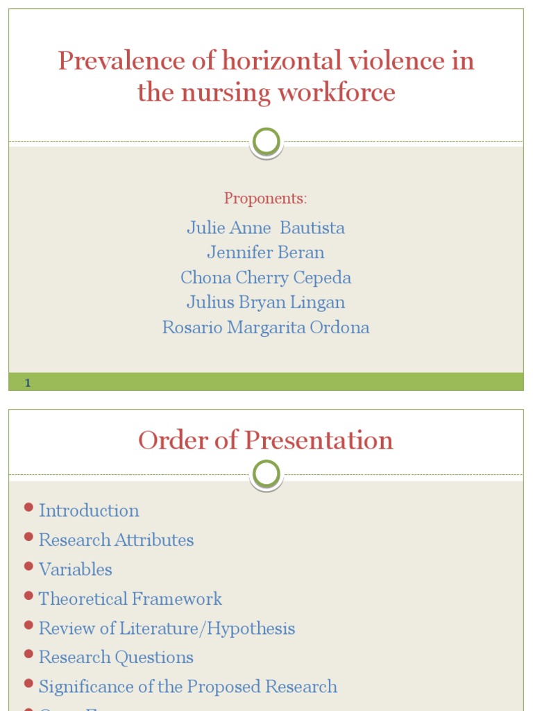 Prevalence of Horizontal Violence in The Nursing Workforce | PDF ...