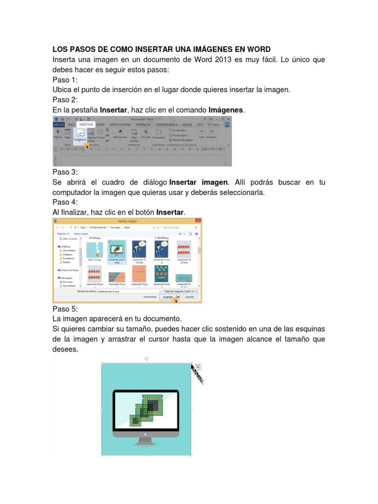 Los Pasos de Como Insertar Una Imágenes en Word | PDF | Point and Click ...