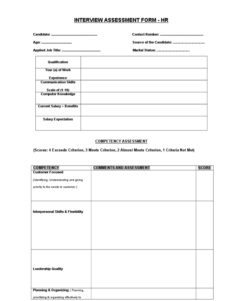 Interview Feedback Form | PDF | Competence (Human Resources ...