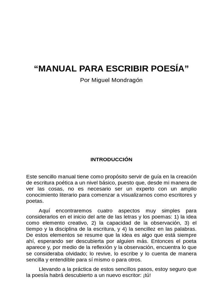 Manual para Escribir PoesÍa | PDF | Poesía | Escritura