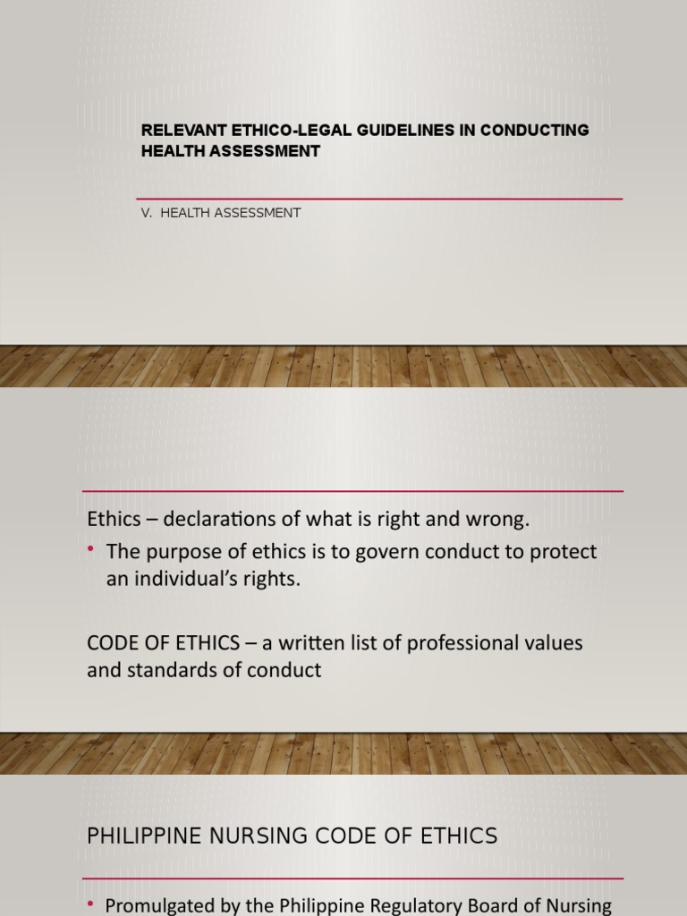 Ethico-legal Relevant to Health Assessment | Nursing | Patient