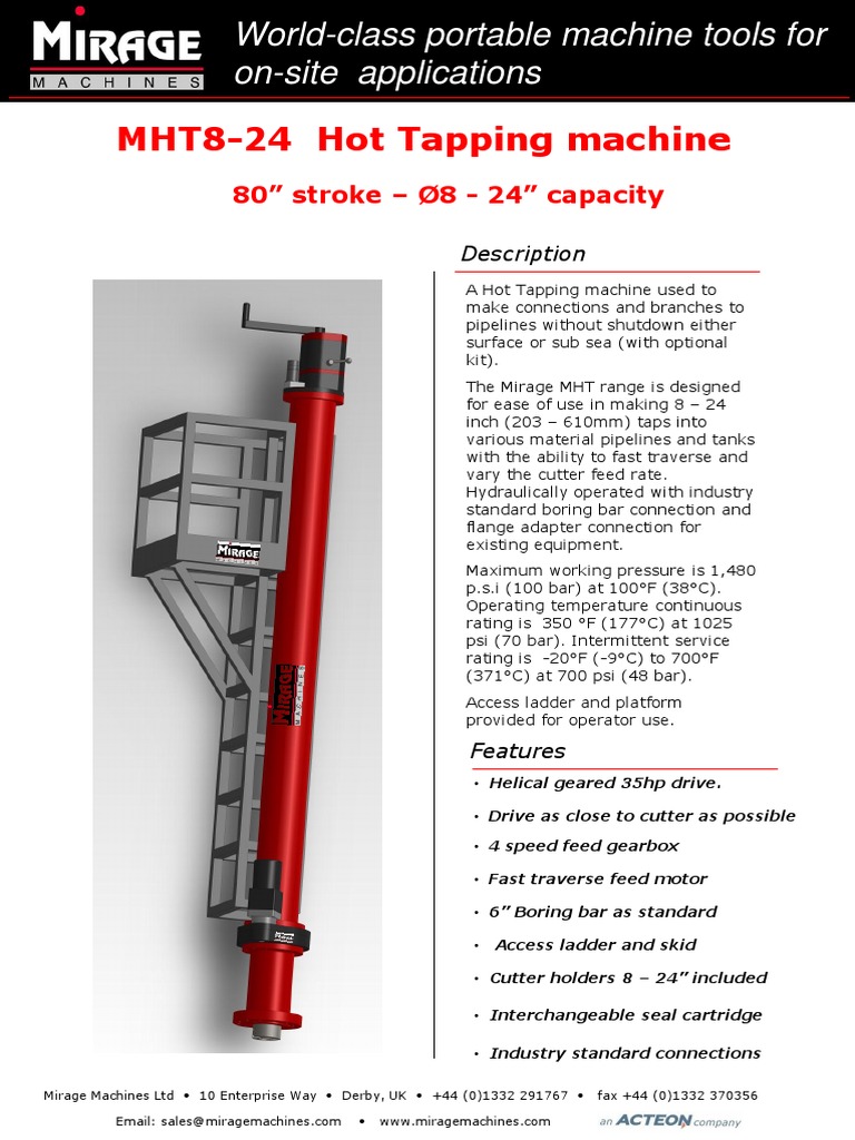 Split Tee Hot Tap Fitting Spec Sheet | PDF | Horsepower | Mechanical ...