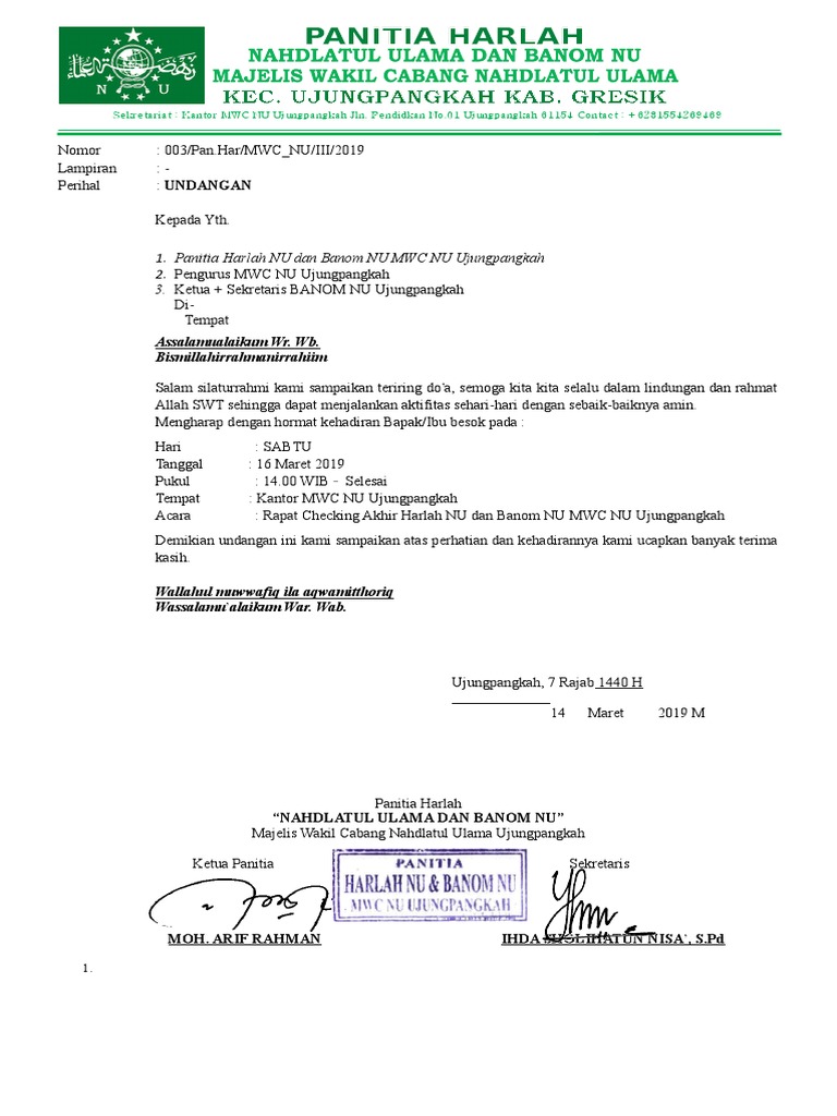 Undangan Harlah NU | PDF