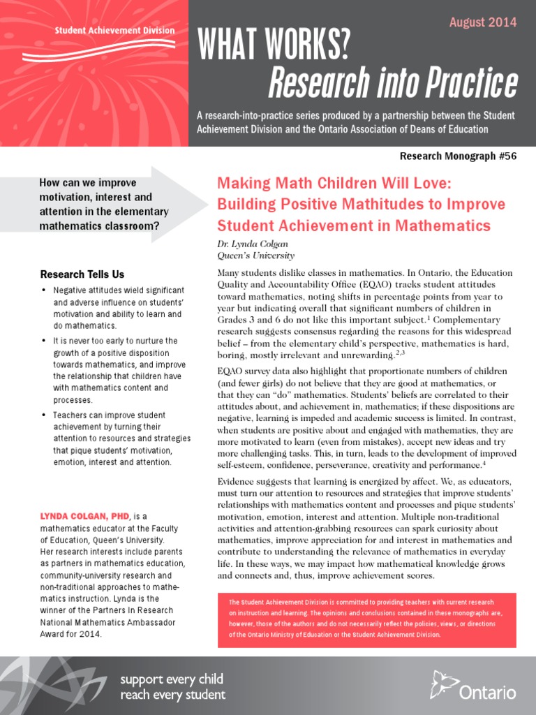 What Works? Research Into Practice | PDF | Learning | Motivation