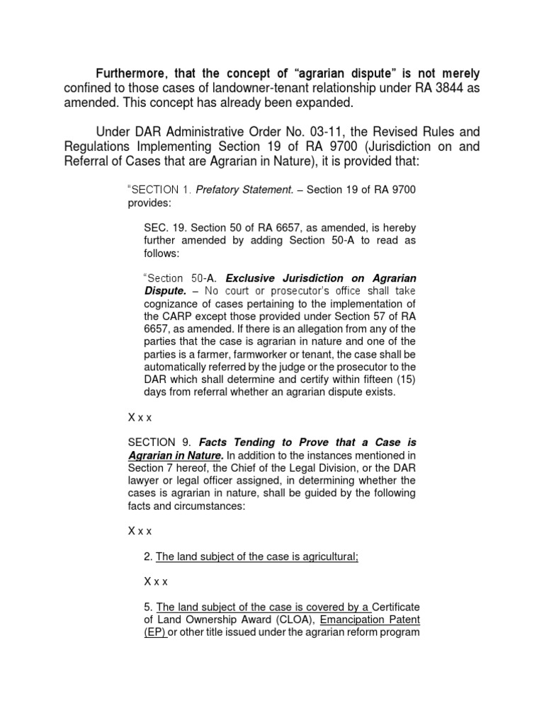 Agrarian Dispute Pdf Leasehold Estate Lease