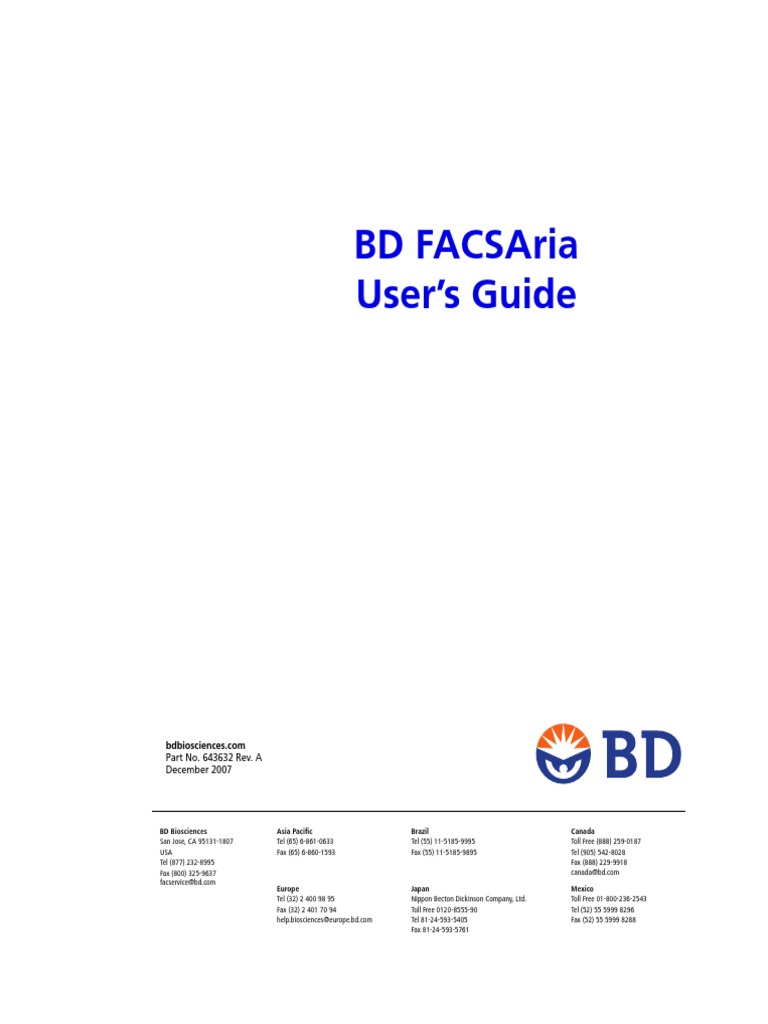 BD FACSAria Users Guide | PDF | Flow Cytometry | Ac Power Plugs And Sockets