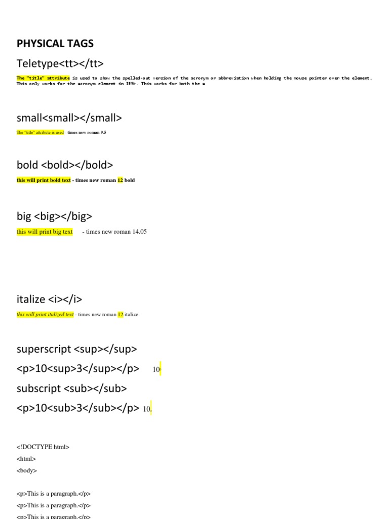 Physical Tags: Teletype | PDF | Html Element | Html