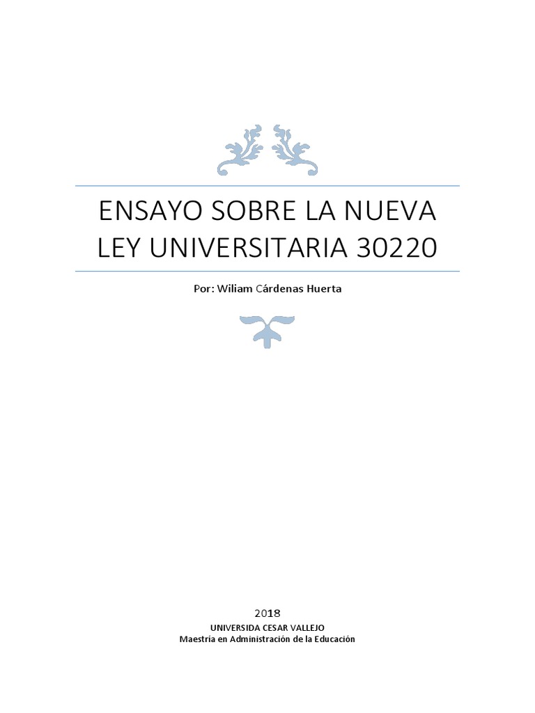 Ensayo Ley Universitaria 30220 | PDF | Perú | Universidad