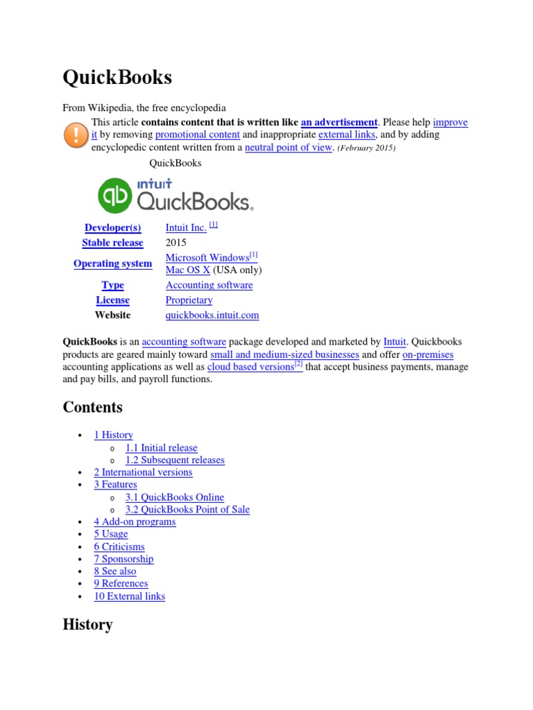 Quickbooks: An Advertisement | PDF | Quick Books | Computing