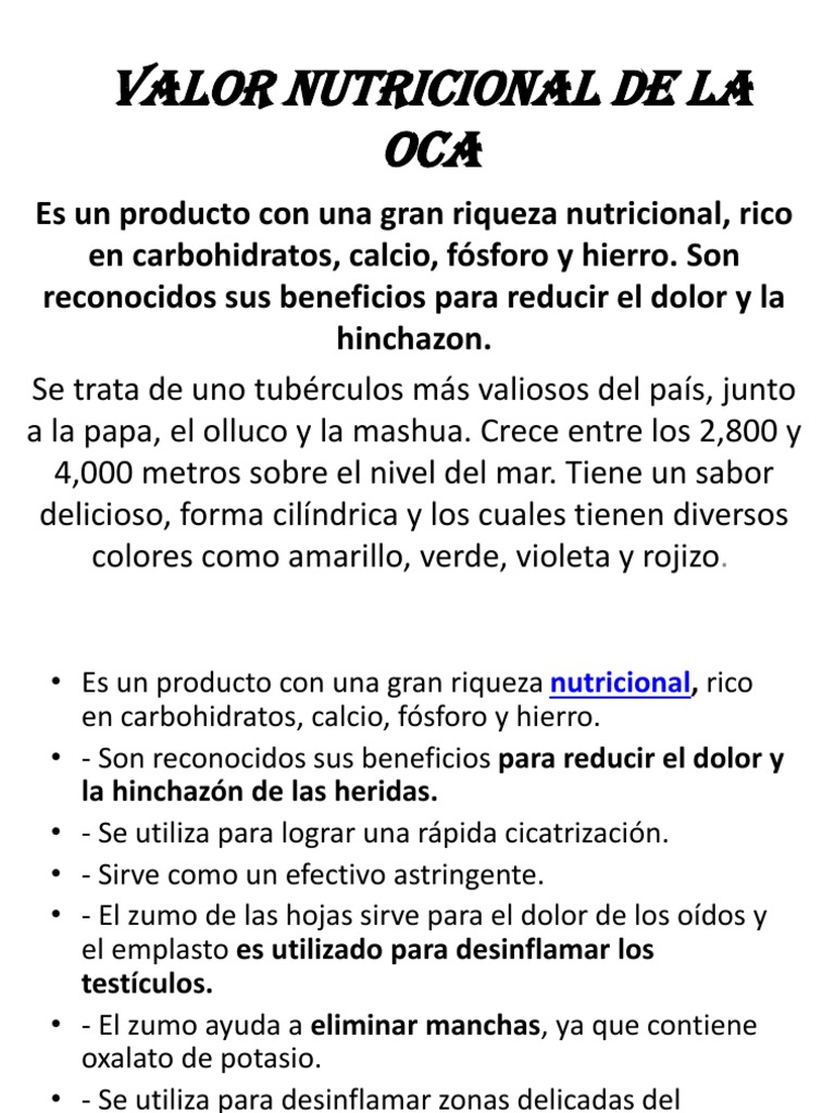 Valor Nutricional de La Oca | PDF