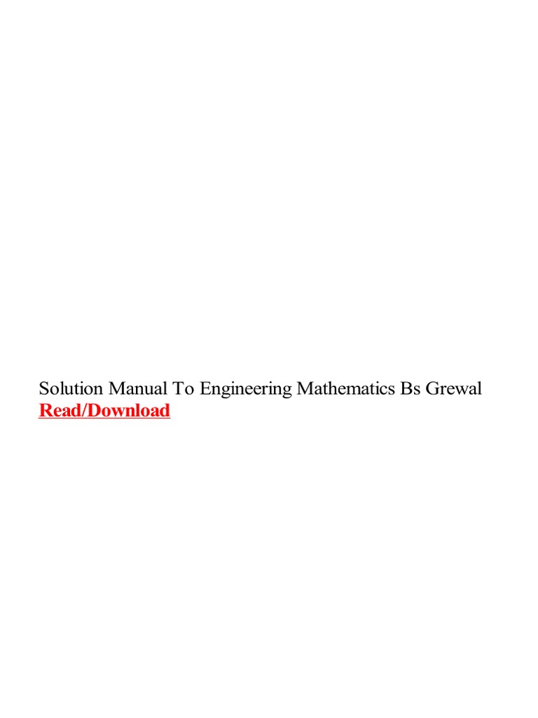 Solution Manual To Engineering Mathematics Bs Grewal PDF | PDF ...