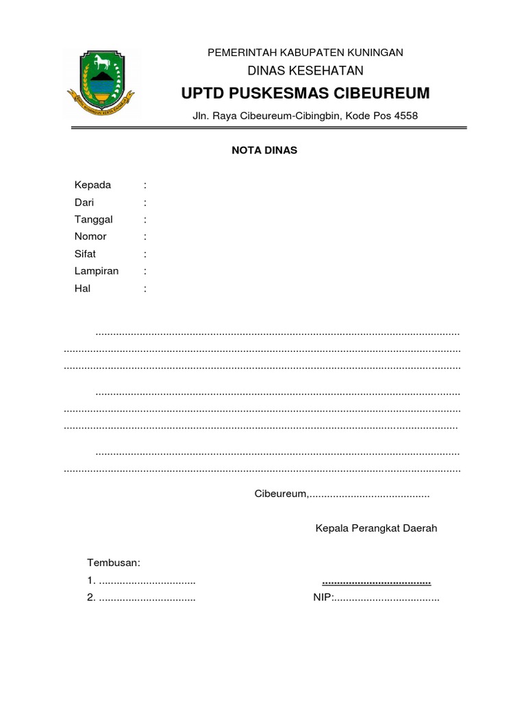 Format Nota Dinas Kosong Tiara | PDF