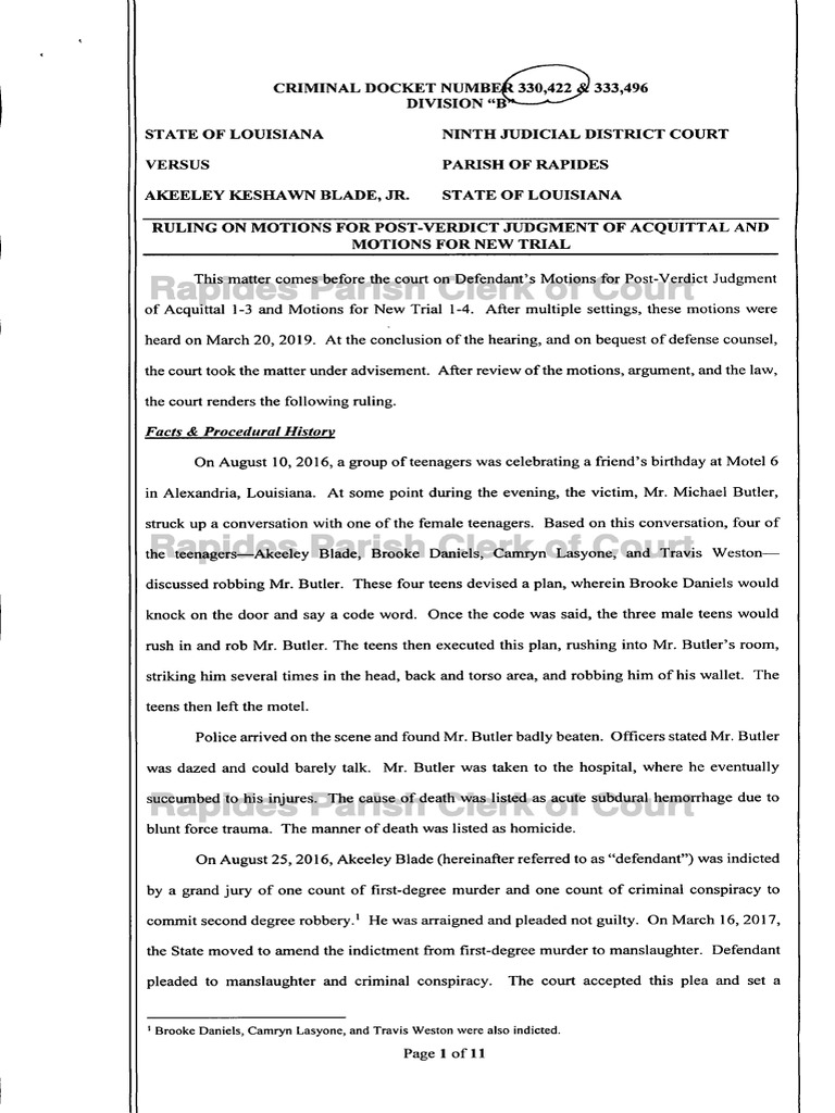 Ruling On Motions For Post-Verdict Judgment of Acquittal and Motions ...