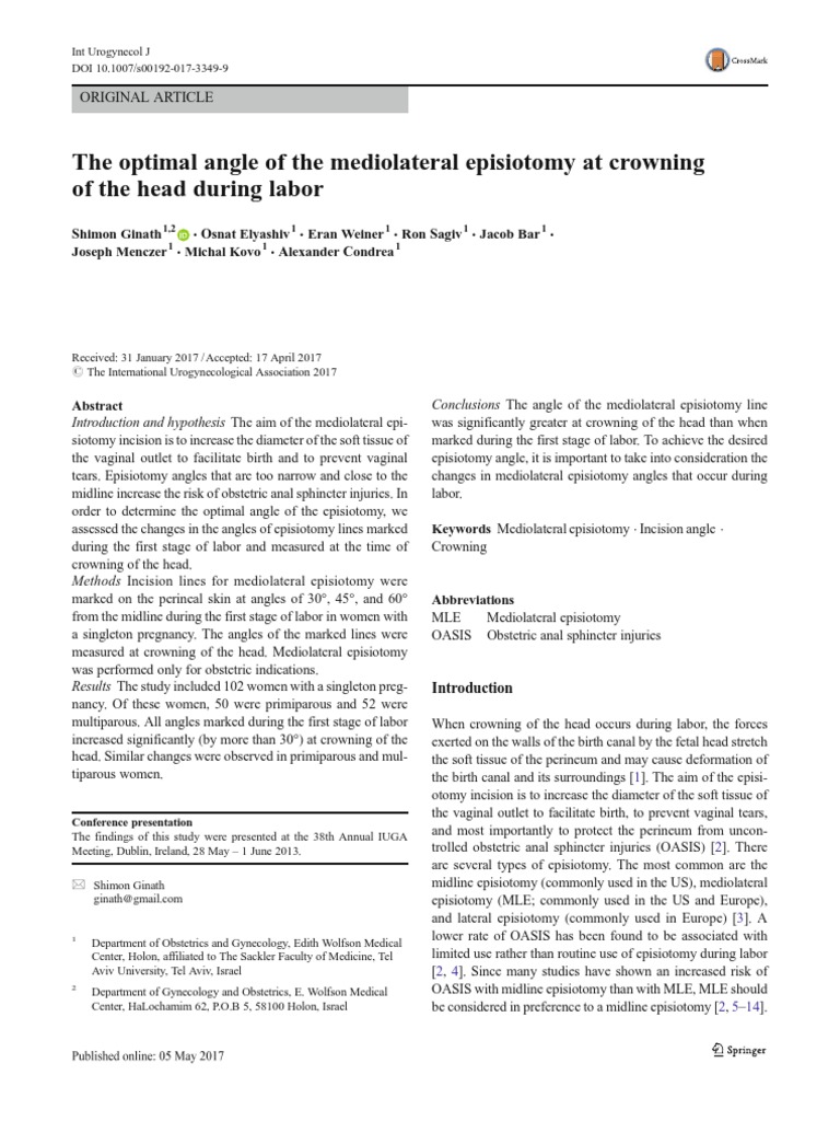 Changes in mediolateral episiotomy angles during labor | PDF ...