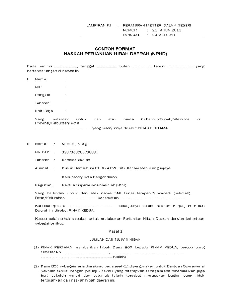 Contoh Lampiran F.I Format NHPD Ke Sekolah Swasta - 94 - 6 | PDF