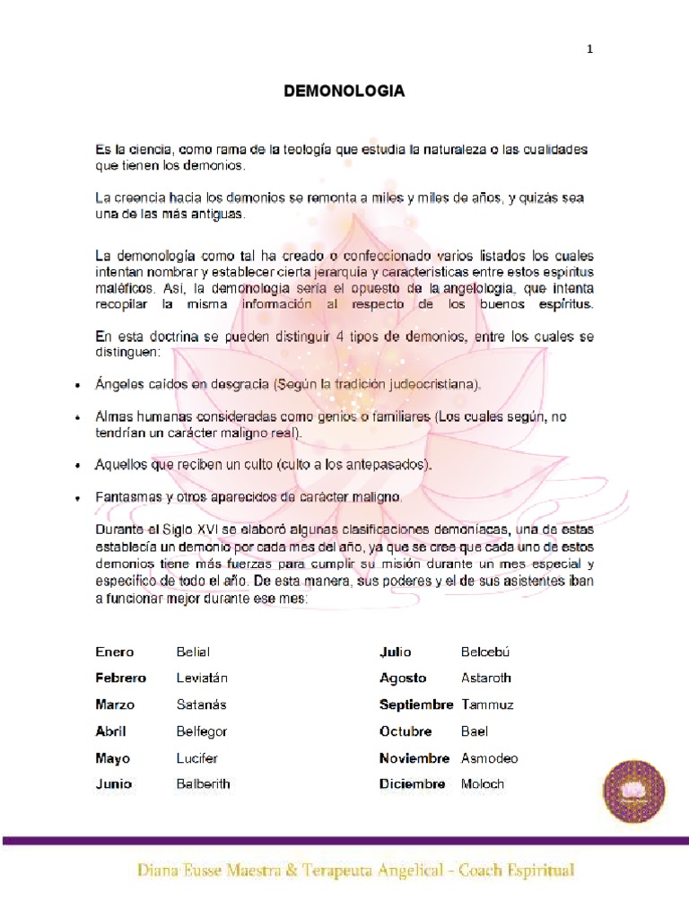 Jerarquía y Tipos de Demonios | PDF | Satán | Demonios