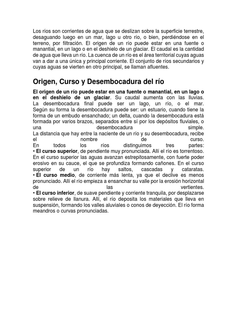 Origen y características de los ríos | PDF | Valle | Río