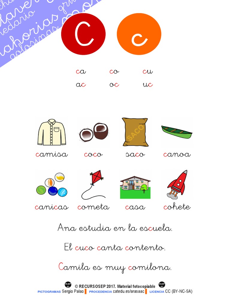 Taller Lectoescritura Recursosep Letra C Ca Co Cu PDF | PDF