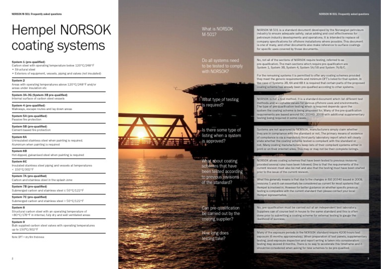 Hempel NORSOK Coating Systems: NORSOK M-501: Frequently Asked Questions | PDF | Petroleum ...