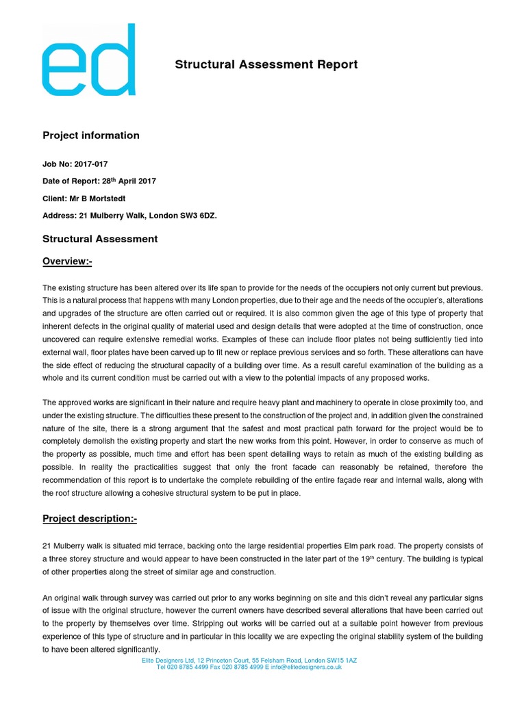 Structural Assessment Report | PDF | Deep Foundation | Foundation (Engineering)