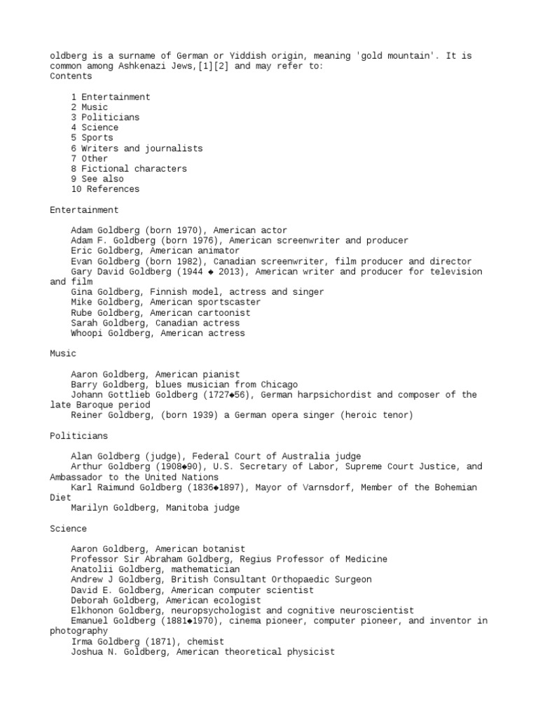 Goldberg Surname | PDF