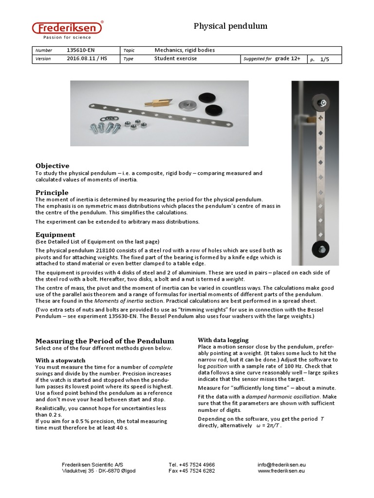 Physical Pendulum | PDF | Pendulum | Rotation Around A Fixed Axis