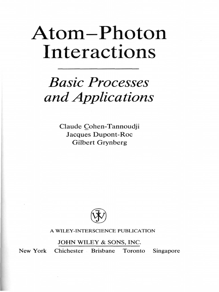 Atom-Photon Interactions: Basic Processes and Applications | PDF | Perturbation Theory (Quantum ...