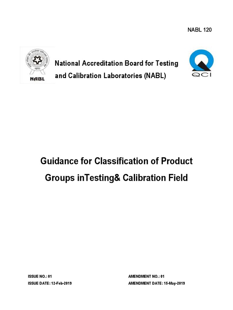 Guidance For Classification of Product Groups in Testing & Calibration ...
