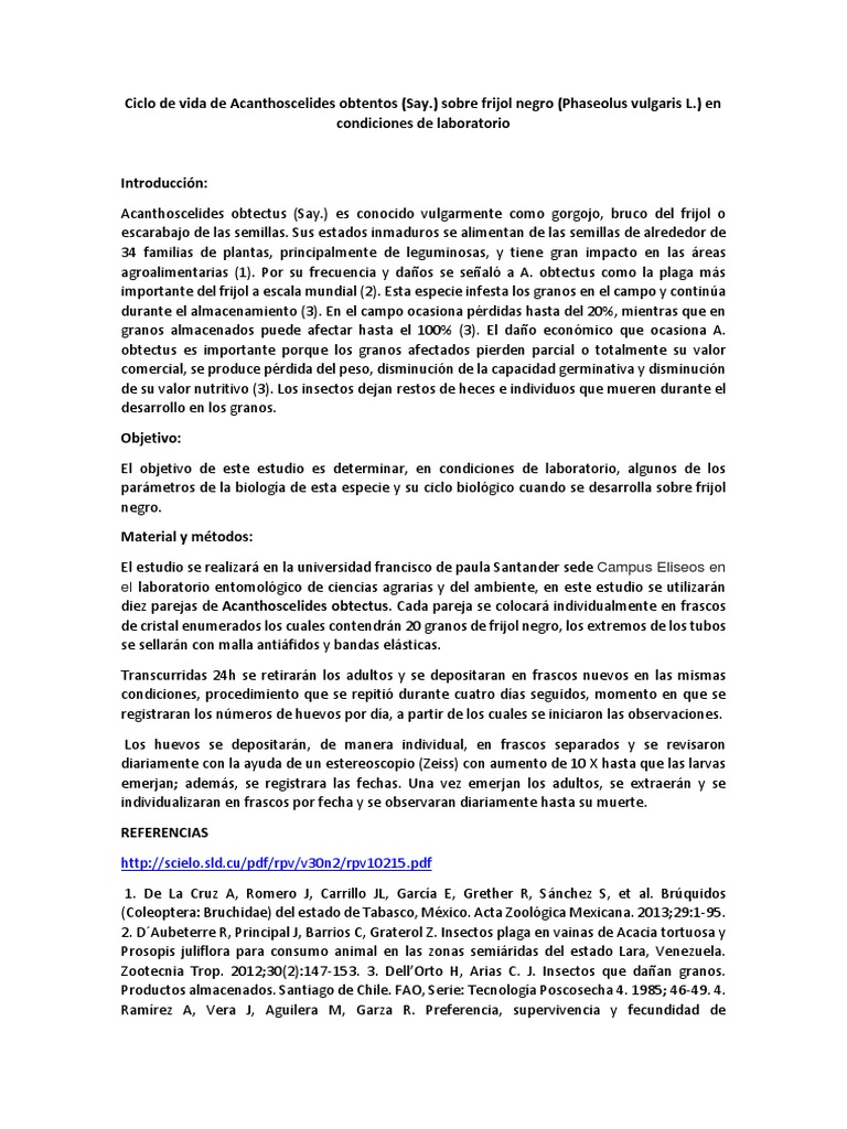 Ciclo de Vida de Acanthoscelides Obtentos | PDF | Phaseolus Vulgaris ...