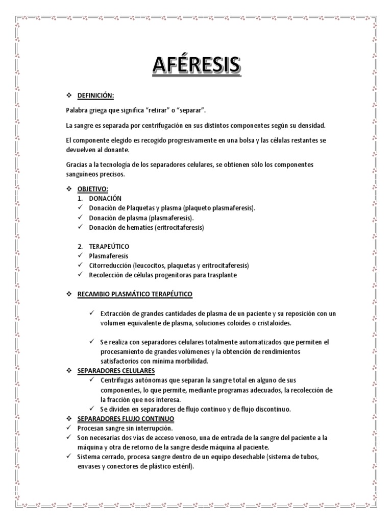 AFERESIS | PDF | Sangre | Lupus eritematoso sistémico