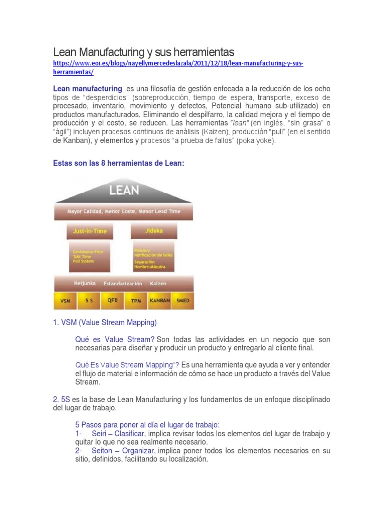 Lean Manufacturing y Sus Herramientas | PDF | Lean Manufacturing | Gestión de Procesos de Negocio