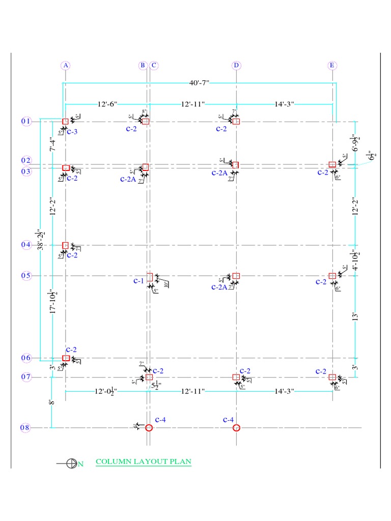 A C D E B: Column Layout Plan | PDF