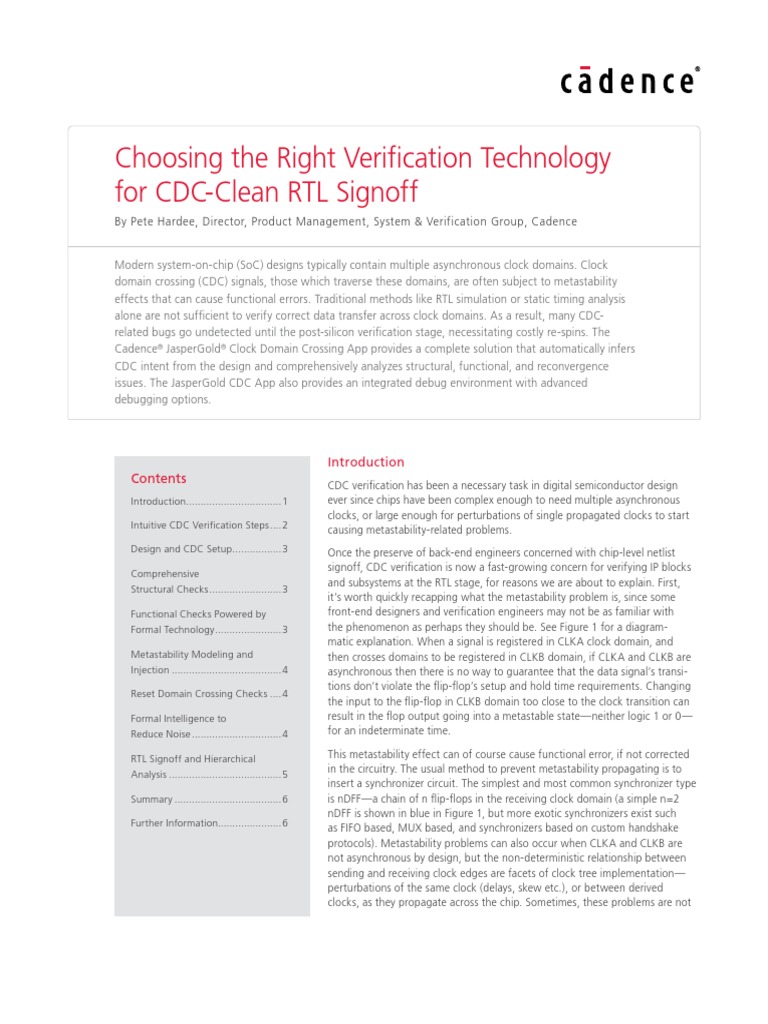 Clock Domain Crossing Verification WP | PDF | System On A Chip ...