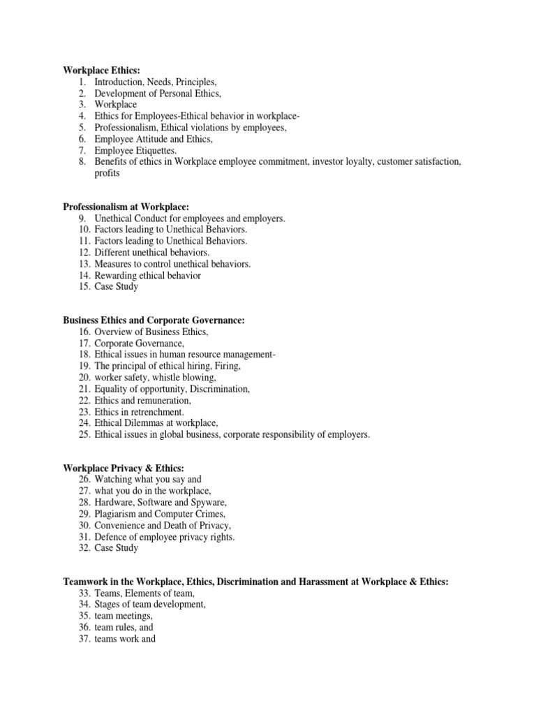 Workplace Ethics Guide for Professional Development | PDF