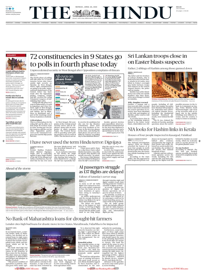 29 04 2019 The Hindu PDF | Download Free PDF | Bharatiya Janata Party