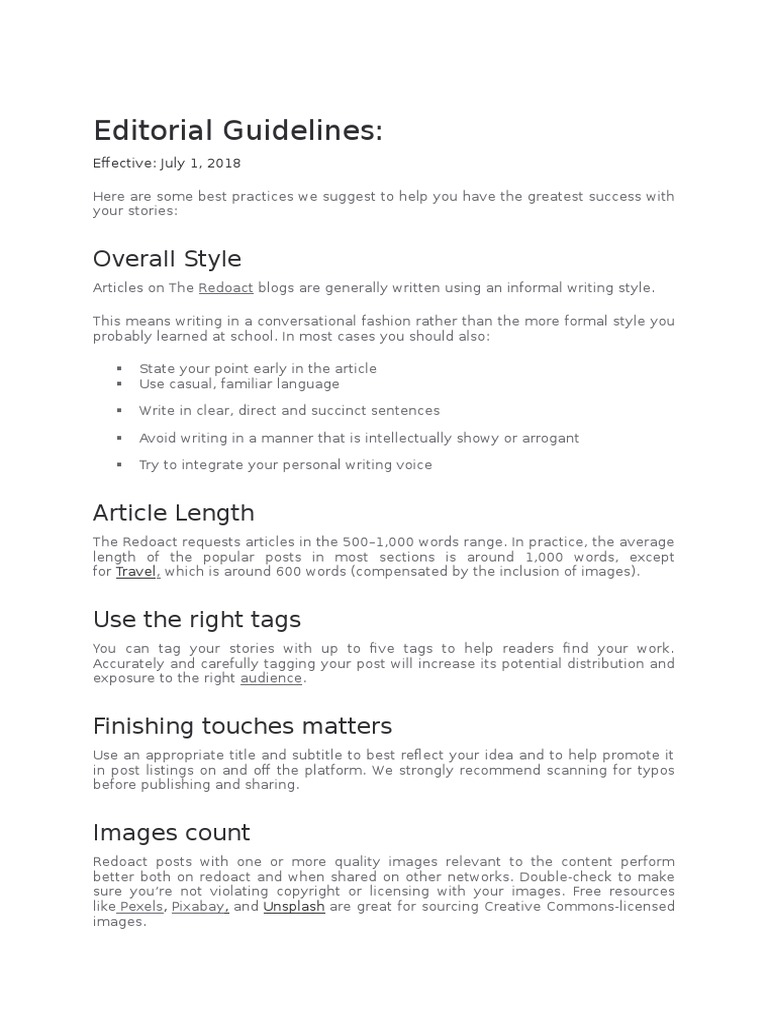 Editorial Guidelines:: Overall Style | PDF | Copyright | Justice