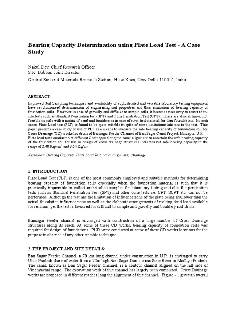 Bearing Capacity Determination Using Plate Load Test - A Case Study ...