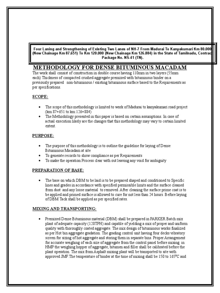 Methodology For DBM | PDF | Asphalt | Road Surface