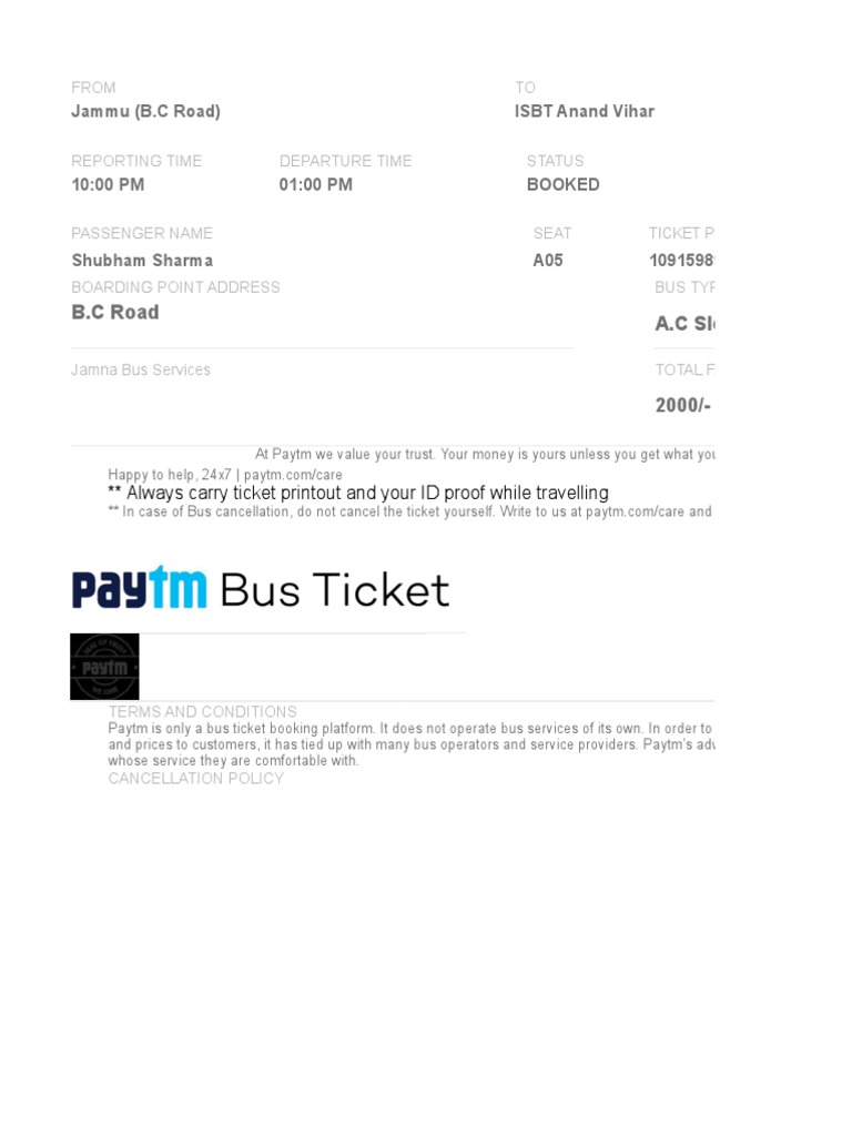 B.C Road A.C Sleeper | PDF | Ticket (Admission) | Bus